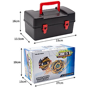 OBEST Bey Battling Top Burst 12 New Gyros Top with 3 Launcher, Arena Toy, Gyro Pocket Box Pro (Black)