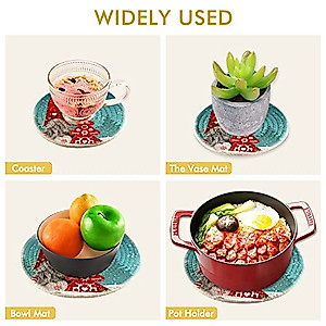 ALAZA Merry Christmas Gnome Winter Snowflake Pattern Trivets for Hot Dishes 2 Pcs,Hot Pad for Kitchen,Trivets for Hot Pots and Pans,Large Coasters Cotton Mat Cooking Potholder Set