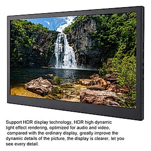 ASHATA Portable Monitor, 13.3 inch 1920x1080 FHD HDR Display with Bracket, Gaming Monitor for PS3 Switch/for 360, Micro and 3.5mm Port, DC 12V or Micro USB 5V Power