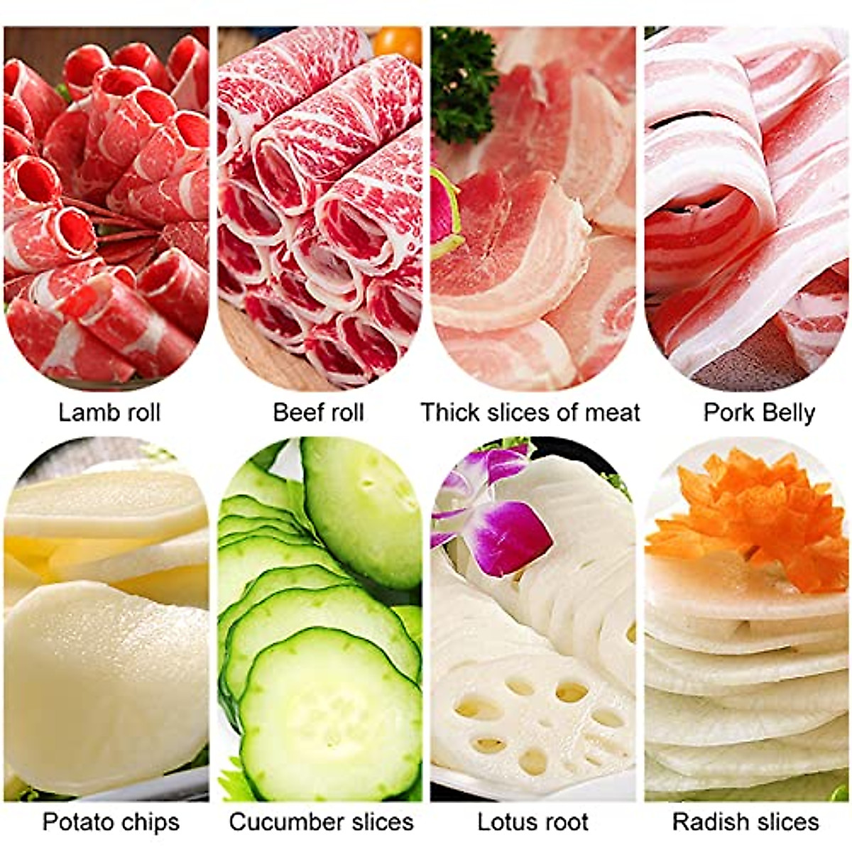 Manual Frozen Meat Slicer, Stainless Steel Meat Cutter Beef Mutton Roll Meat Cheese Food Slicer Vegetable Sheet Slicing Machine, Deli Slicer for Home Kitchen