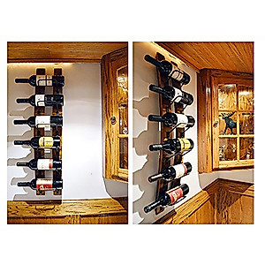 Wall Mounted Wine Rack | Hanging Liquid Bottle Shelf Rustic Barrel Stave Hanging Wooden Wall-Mounted Wine Rack
