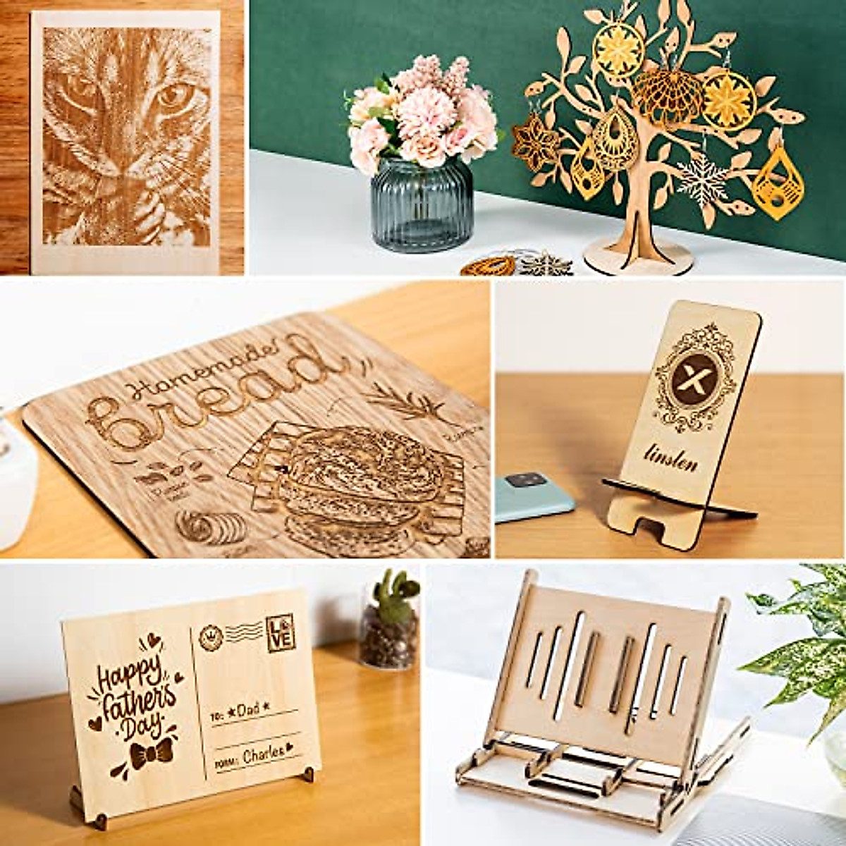 xTool Selected Walnut Plywood 6pcs, 1/8" Plywood Sheets A/B Grade Walnut Plywood Wood for Crafts, 12"x12" Thin Wood 3mm Plywood for Laser Cutting and Engraving, CNC Cutting, Painting, Fretwork