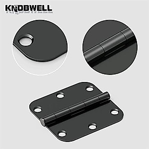 KNOBWELL 36 Pack Door Hinges Black Matte 3.5 inch 5/8 Radius, 3.5" x 3.5" Heavy Duty Hinges for Doors Interior Exterior
