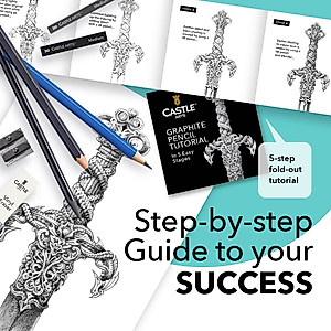 Castle Art Supplies 26 Piece Premium Drawing and Sketching Set | For Artists, Professionals or Beginners | Pencils, Charcoal, Graphite and More | Arranged in Carry-Anywhere Clamshell Case