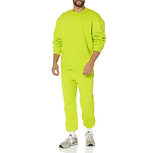 Amazon Essentials Men's Oversized-Fit Crewneck Sweatshirt (Available in Big & Tall), Lime Green, 4X-Large Big