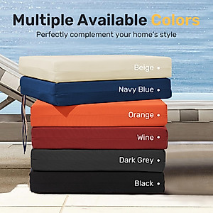 UNIKOME Outdoor Chair Cushions Pack of 4, Water Resistant Patio Cushions with Ties, High Density Sponge Filling Square Corner Seat Cushions for Outdoor Furniture, 18.5"x16"x3", Beige