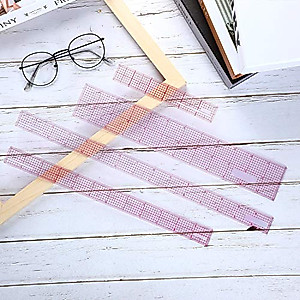 4 Pieces Clear Plastic Ruler Grid Ruler Transparent Ruler Metric Ruler Plastic Straight Measuring Tool Ruler Set for Clothes Design Sewing, 6 Inches, 12 Inch, 15 Inch