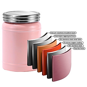 YUBUTUP Thermos Vacuum Insulated Cold Hot Food Soup Lunch Jar Container with Spoon for Kids Adults, 15 oz