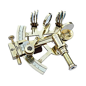 RII Pocket Sextant Kelvin Hughes London Nautical Brass, Navy Sailors Brass Sextant, Celestial Navigation, Determine Latitude & Longitude, with Rose Wooden Box, Galactic Gifting