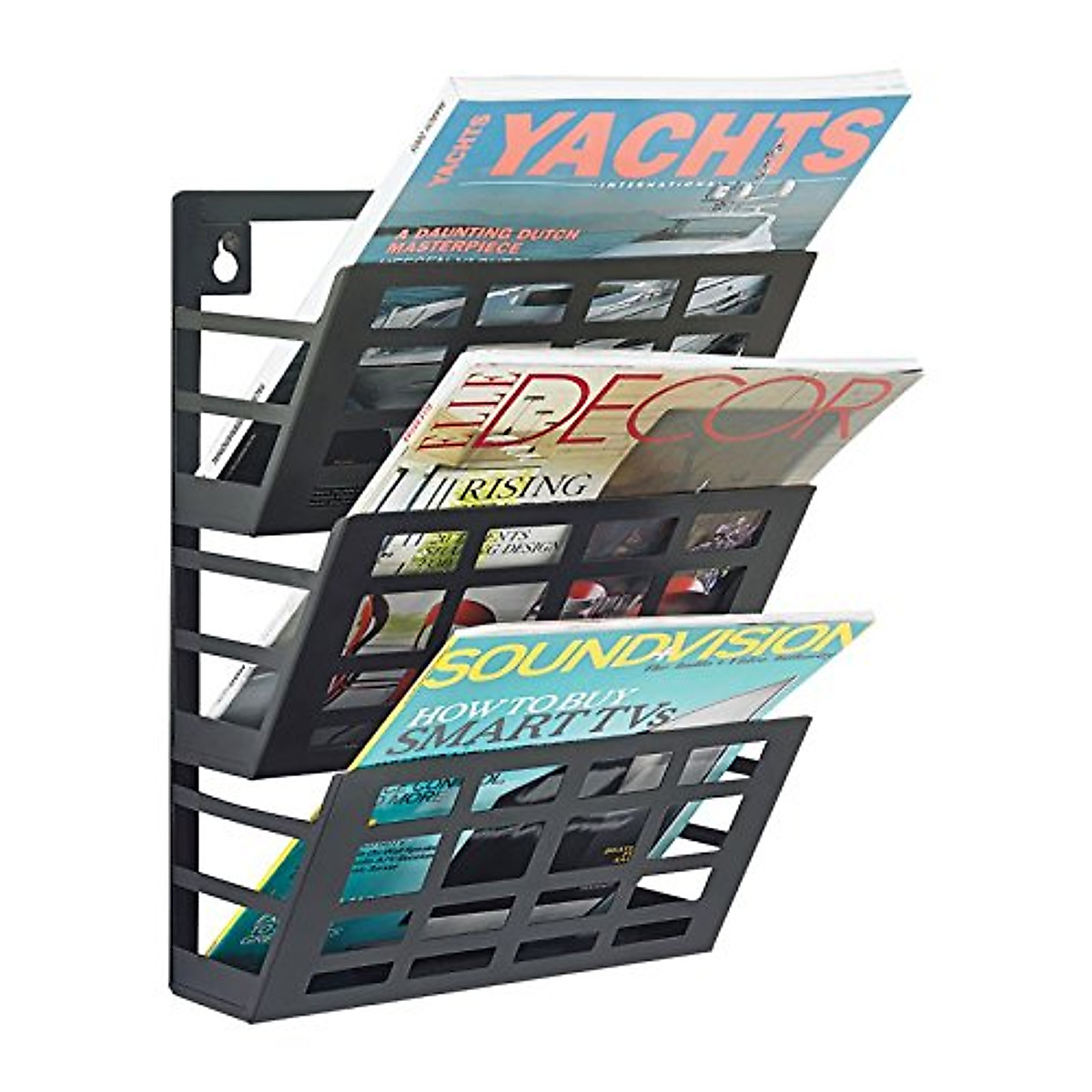 Safco Products 4660BL Grid Magazine Rack, 3 Pocket, Black