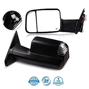 YISHUEE Towing Mirrors Power Adjusted Heated LED Turn Signal Puddle Light Housing(Pair Set)Tow Mirrors Replacement Compatible for 2010 for Dodge for Ram 2500 3500 2011-2018 for Ram 1500/2500/3500
