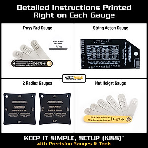 MusicNomad Precision 6 pc. Guitar Setup Gauge Tool Set - Plus 24 pg. Instructional Booklet and Storage Case (MN604)