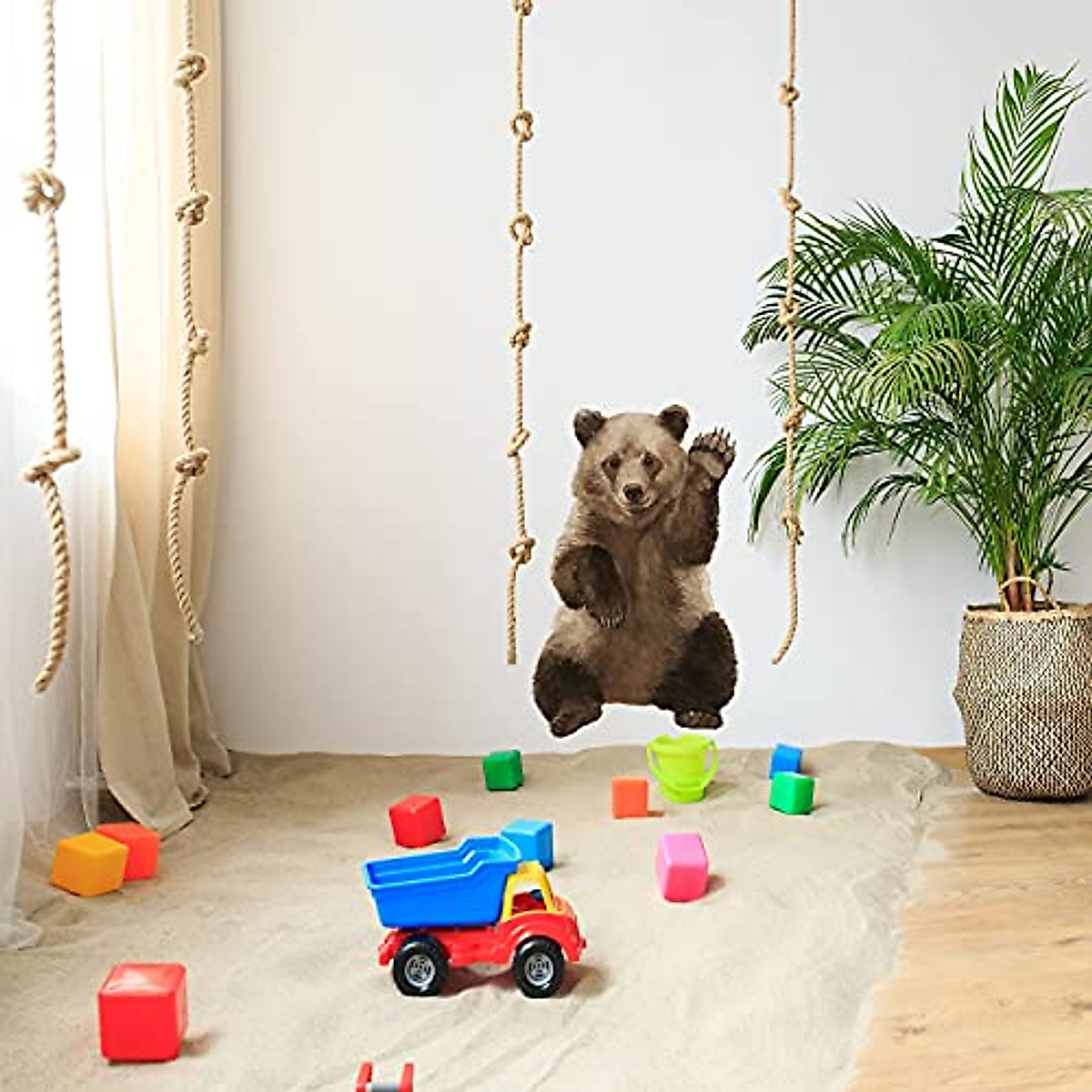 ROFARSO Lifelike Cute Lovely Hello Bear Animal Wall Stickers Removable Wall Decals Peel and Stick Wall Art Decorations Home Decor for Nursery Kid Baby Bedroom Living Room Playing Room Murals