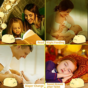 Tremdwoto Cat Lamp for Kids, Rechargeable Silicone Cat Night Light with 7 Colors Changing, Kitty Nightlight for Cat Lover Girls (Cat-A)