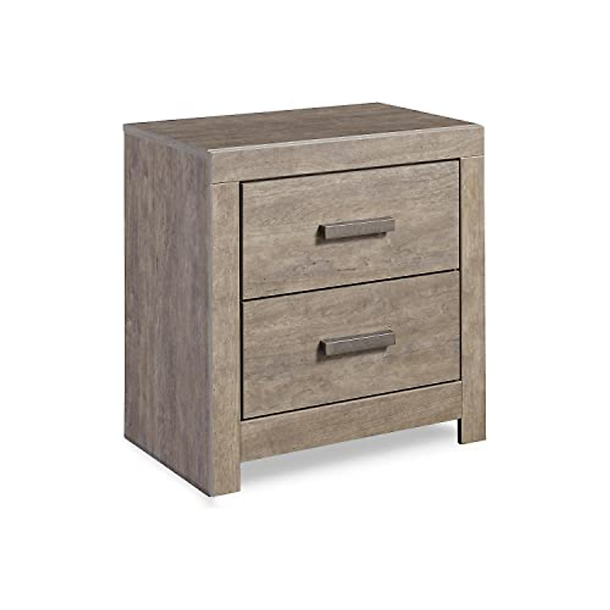 Signature Design by Ashley Culverbach Modern 2 Drawer Nightstand with 2 USB Charging Stations, Weathered Gray