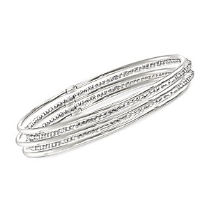 Ross-Simons Italian Sterling Silver Jewelry Set: 5 Bangle Bracelets. 8.5 inches