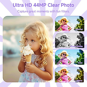 Digital Camera for Teens, FHD 4K 44MP Digital Camera Purple with 64GB SD Card 16X Digital Zoom, Cameras for Photography Compact Point and Shoot Camera for Teen Boys Girls Kids Camera Digital