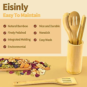Wooden Spoons for Cooking 7-Piece, Kitchen Nonstick Bamboo Cooking Utensils Set, Durable and Healthy Bamboo Wooden Spatula Spoon for Cooking, Eisinly