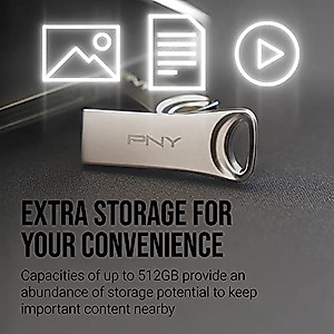 PNY 512GB Elite-X USB 3.2 Flash Drive - 220MB/s, Durable Premium Metal Housing, for Storing, Sharing, and Protecting Important Content, ‎ P-FDI512ELTX-GE, Silver