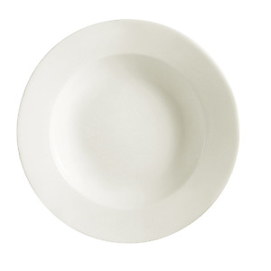CAC China REC-125 Rolled Edge 12-3/4-Inch Stoneware Pasta Bowl, 30-Ounce, American White, Box of 12