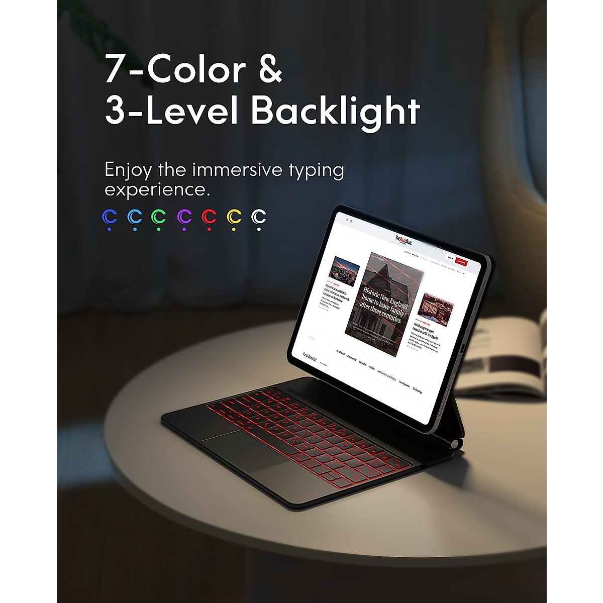 CHESONA for iPad Air 13 inch Case with Keyboard (M2, 2024), Multi-Touch Trackpad with 7 Color Backlit, Floating Cantilever Stand Wireless Keyboard for iPad 12.9 6th 2022/5th 2021/4th 2020/3rd 2018