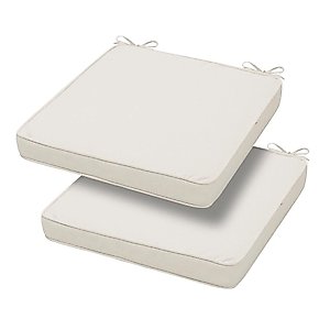 Magpie Fabrics Square Corner Seat Cushion, 18" x 18" x 2.5", 2 Pack, Indoor/Outdoor Waterproof Weather Resistant Universal Chair Pads for Patio Garden Dining - Cream Beige
