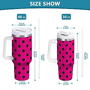 GAIGEO Hot Pink Polka Dots Tumbler Cups, Reusable 30 Oz Tumbler with Lid and Straw, Double Wall Vacuum Insulation, Suitable for Family Office Sport