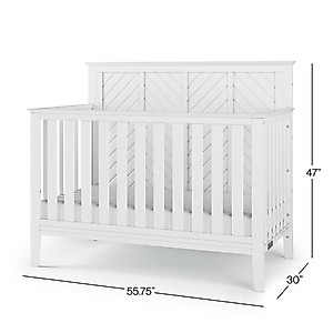 Child Craft Atwood Crib, Dresser and Chest Nursery Set, 3-Piece, Includes 4-in-1 Convertible Crib, Dresser and Chest, Grows with Your Baby (Matte White)