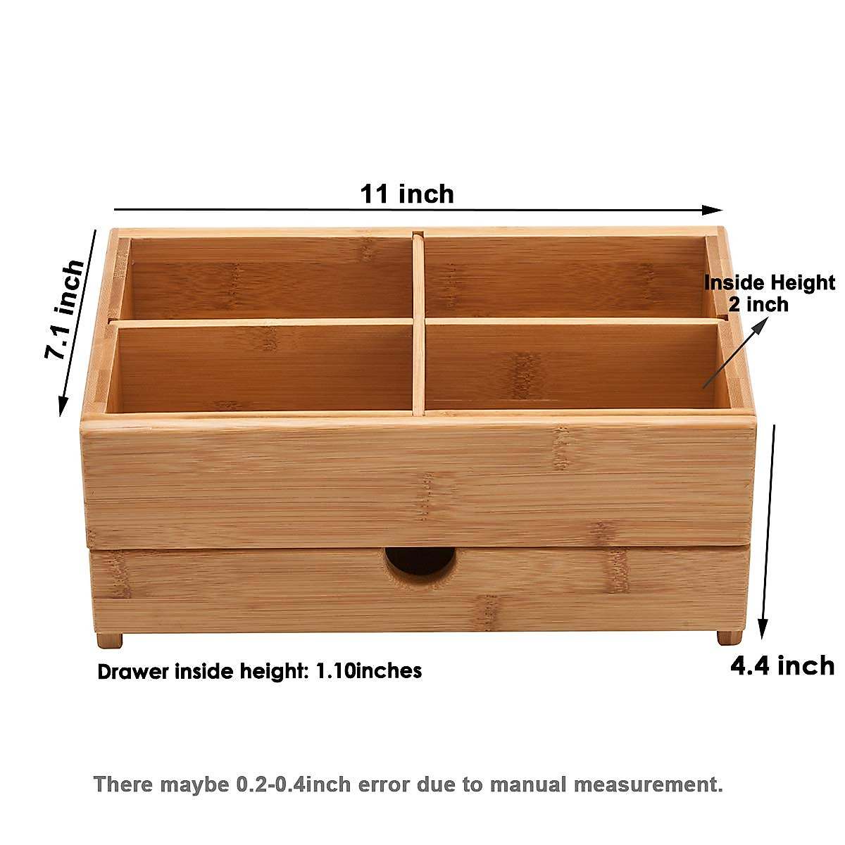 GOBAM Bamboo Makeup Organizers and Storage with Drawer - Wooden Cosmetic Organizer Countertop for Bathroom, Bedroom, Closet, Kitchen, Vanity & Dresser - Make up Vanity Station