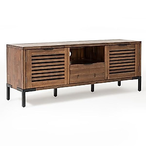 Bme Millie Solid Wood TV Stand for TVs up to 65 Inches, Modern Farmhouse TV Stand with Rustic Charm, TV Stands for Living Room, Chestnut