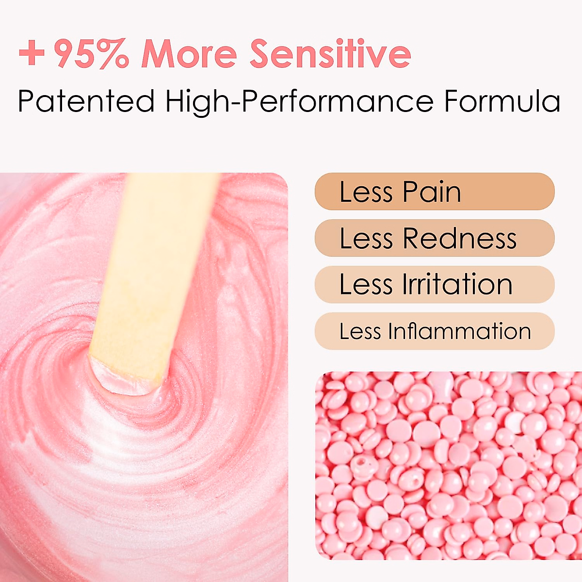 Large 1.2 lb Wax Beads for Facial, Bikini, Brazilian, Legs - Painless Coarse and Fine Hair Removal for Sensitive Skin and Whole Body. DELEXI