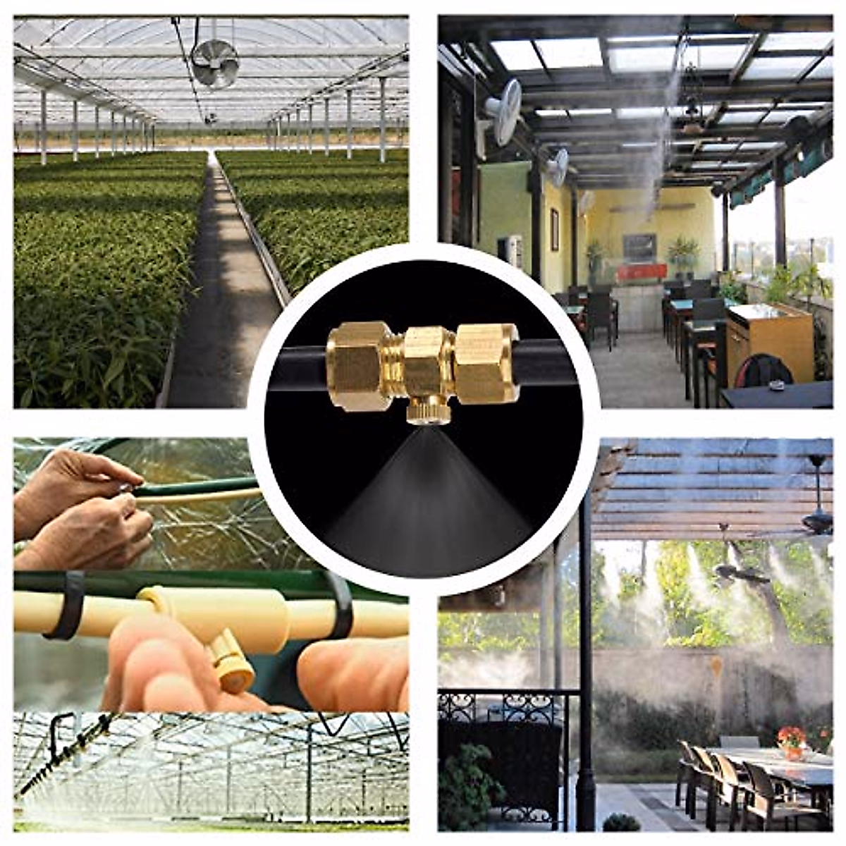 RuoFeng Mister Nozzles Brass For Outdoor Cooling System Low-Pressure Atomizer 22 pcs Orifice 0.028" (0.7 mm) 10-24 UNC