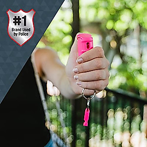 SABRE 2-in-1 Pepper Gel with Detachable Safety Whistle Keychain, 25 Bursts, Can Be Heard Up To 750 Feet (229 Meters), UV Marking Dye, Ergonomic Finger Grip, Fast Flip Top Safety