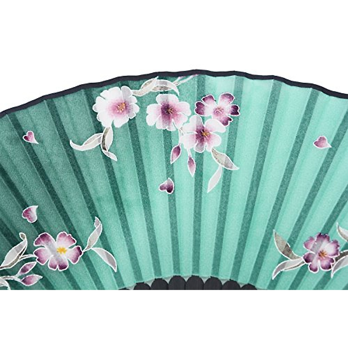 Amajiji® Charming Elegant Modern Woman Handmade Bamboo Silk 8.27" (21cm) Folding Pocket Purse Hand Fan/Chinese Japanese Vintage Retro Style Handheld Folding Fan (Green)