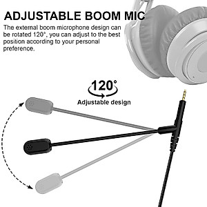 QC35 Boom Microphone with Mute and Volume Control Compatible with Bose QC25, QC35 II, QC35, QC45, NC700 Gaming Headphones, 6ft
