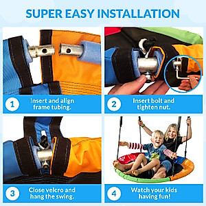 Playgoz 40" Saucer Swing for Kids Outdoor - Fun Circle Swing for Family and Friends - Reliable and Secure Round Swing for - Flying Saucer Swing Simply Installed