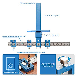 Cabinet Hardware Jig Tool - Adjustable Punch Locator Drill Template Guide, Wood Drilling Dowelling Guide for Installation of Handles Knobs on Doors and Drawer
