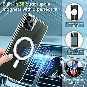 HVDI Clear Magnetic Case for iPhone 11 Pro Max with Mag-Safe Wireless Charging,Soft Silicone TPU Bumper Cover,Thin Slim Fit Hard Back Shockproof Anti-Yellow Protective Case for iPhone 11 Pro Max 6.5In