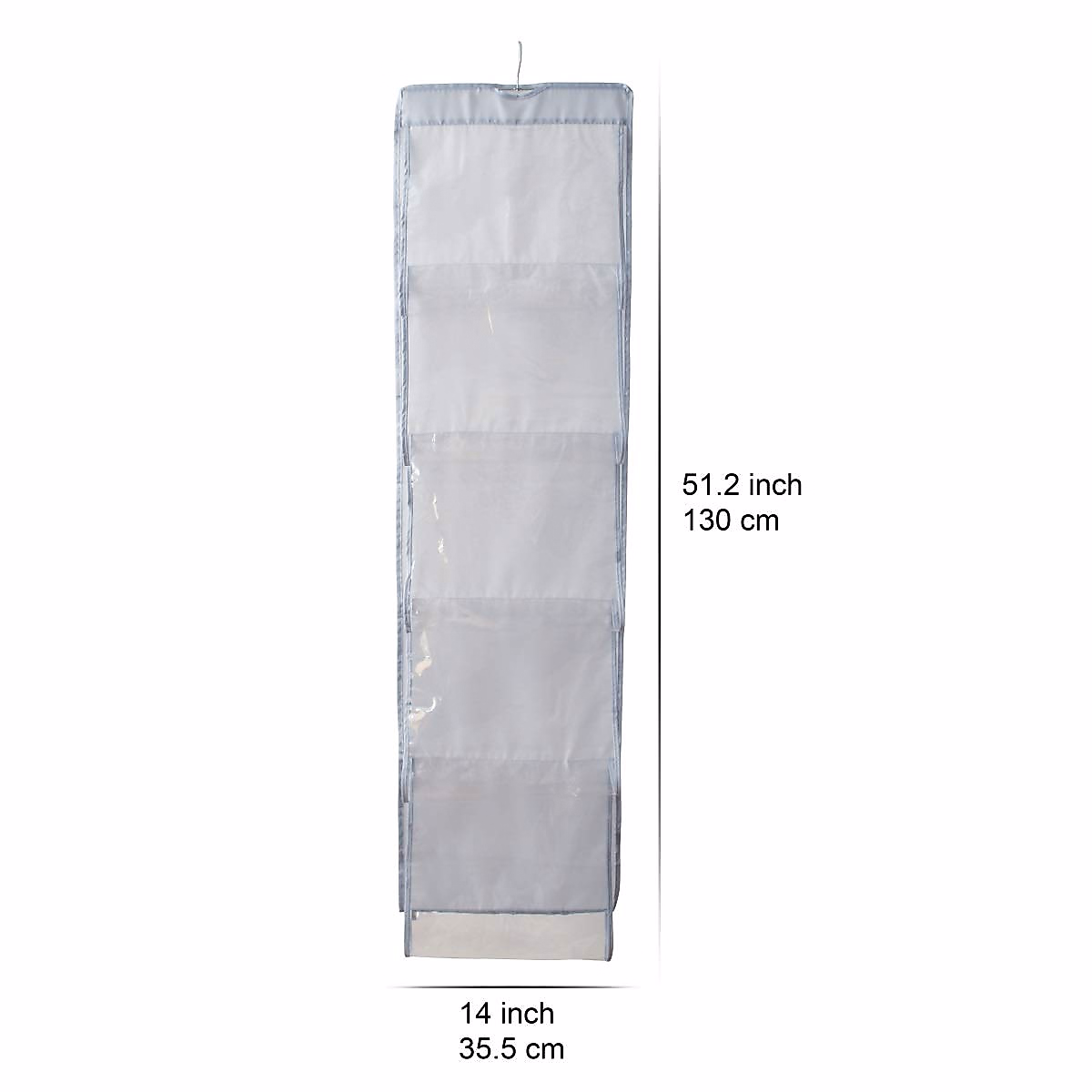 Szxc Closet Hanging Organizer for Small to Medium Handbag Purse - 50 x 14 inch, Dual-Sided 10 Clear See-Through Pockets, Wardrobe Storage Organizer for Shoes Boot Towel Clothes Scarf