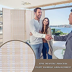 FDW Room Divider Room Divider Wall Folding Privacy Wooden Screen 4 Panel 72 Inches High 17.7 Inches Wide Room Divider for Living Room Bedroom Study,Natural