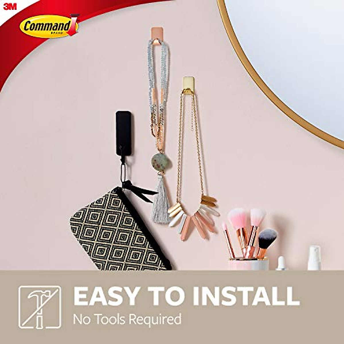 Command 17032C-4ES Metallic Small 5 Strips, Copper Color, Decorate Damage-Free, 4 Hooks, 4 Count