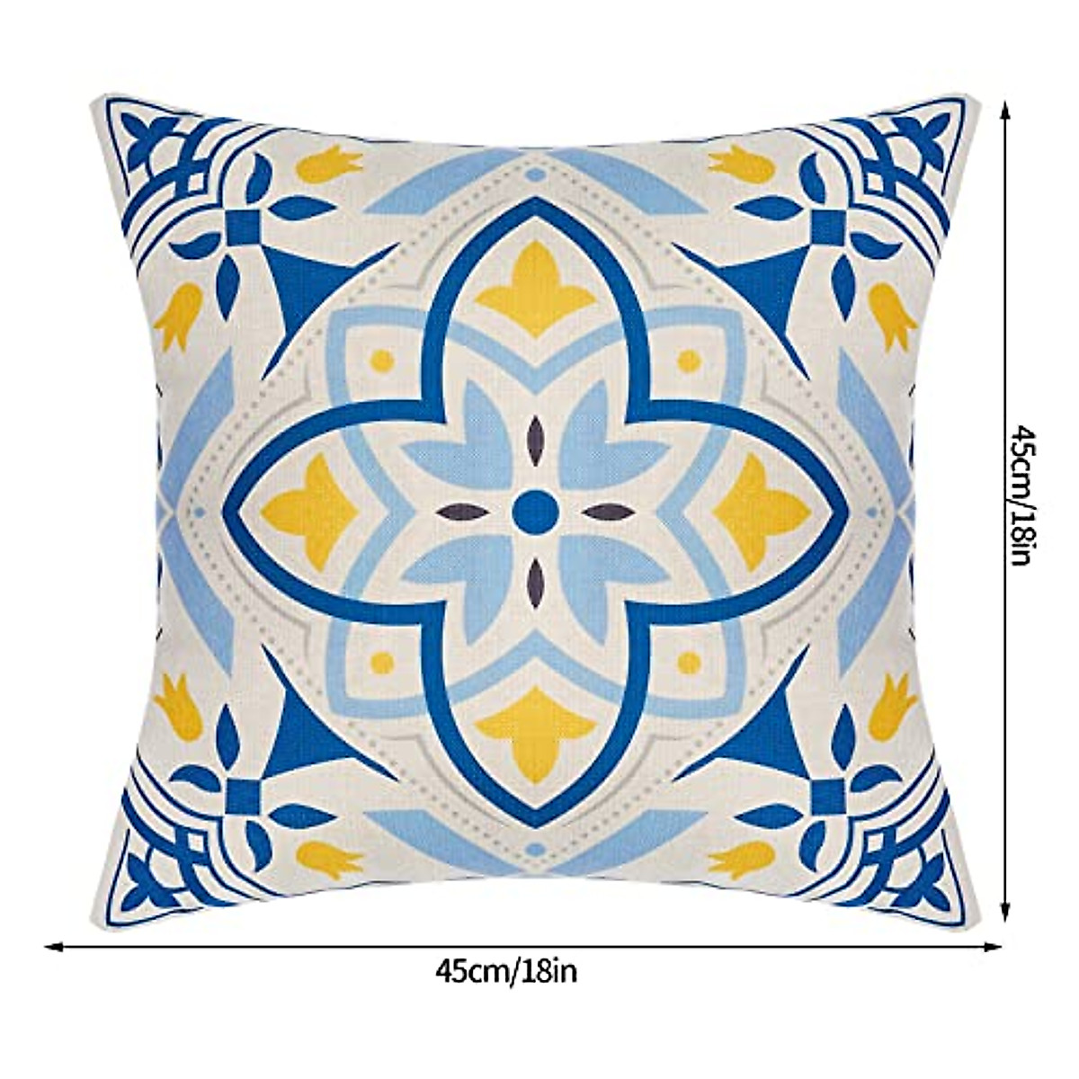 Set of 4 Decorative Waterproof Throw Pillow Covers Outdoor Boho Floral Cushion Covers for Patio Furniture Porch , 18x18 Inch