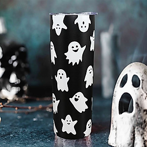 Halloween Tumbler Halloween Gifts for Women, ghost cups gothic Tumblers with Lids and Straw, Coffee Mug Travel Halloween Cup Unique Birthday Gift