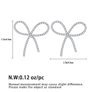 Bow Earrings for Women Silver Plated Cubic Zirconia Bow Drop Earrings for Women Present