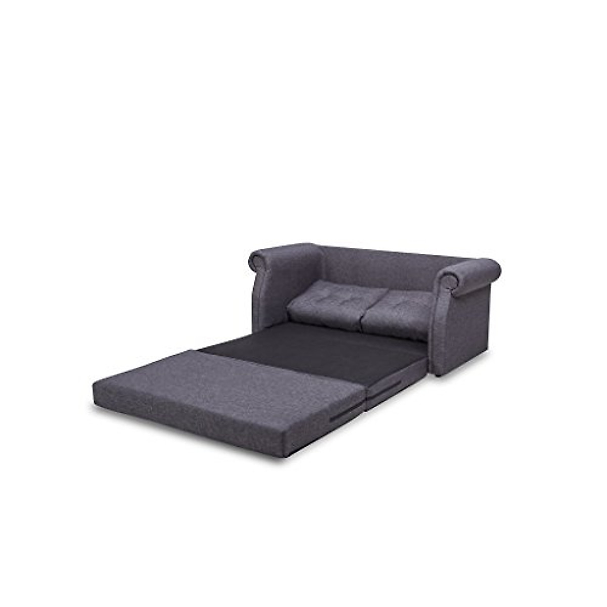 Container Direct Elvin Contemporary Linen Fabric Scroll Armrest Sofa Bed, Dark Grey