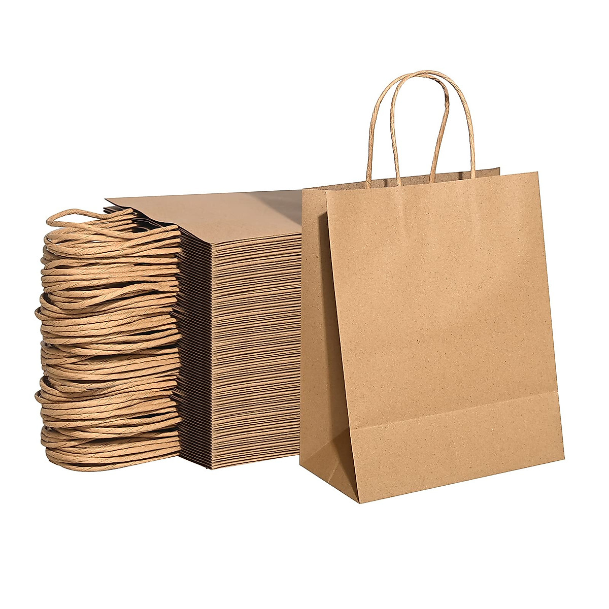 Brothersbox Brown Paper Bags with Handles Bulk 100PCS Kraft Paper Bags, 8 * 4.76 * 10 Inch Medium Craft Paper Gift Bags for Birthday Party Grocery Retail Shopping Business