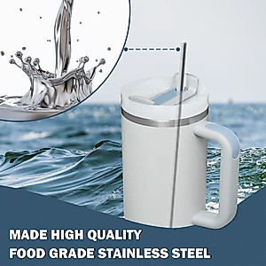 6pcs Metal Replacement Straws for Stanley 40oz Adventure Quencher Tumbler - Stainless Steel Reusable Drinking Straws with Cleaning Brush Compatible with Stanley & Owala 40oz Tumbler with Handle