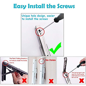 CLT 24'' Folding Shelf Brackets Max. Load 550 lb, Heavy Duty Stainless Steel DIY Wall Mounted Shelf Bracket Space Saving for Table Work Bench, Pack of 2