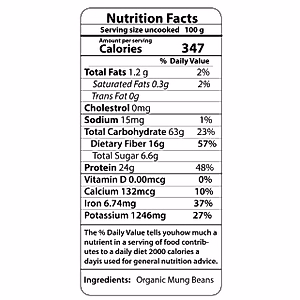 Whole dried Organic Mung Beans aka 'Green Gram' 'Maash' 'Moong' Prewashed Clean Ready to Cook non GMO (Natural, 25 Pound)