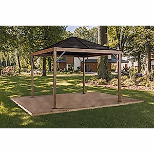 Sojag Outdoor 8' x 8' Sanibel Hardtop Gazebo Outdoor Sun Shelter, Wood Finish